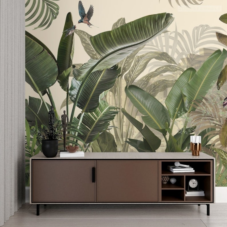 Mural of Banana Trees and Tropical Plants, Beautiful Tropical Garden - Etsy