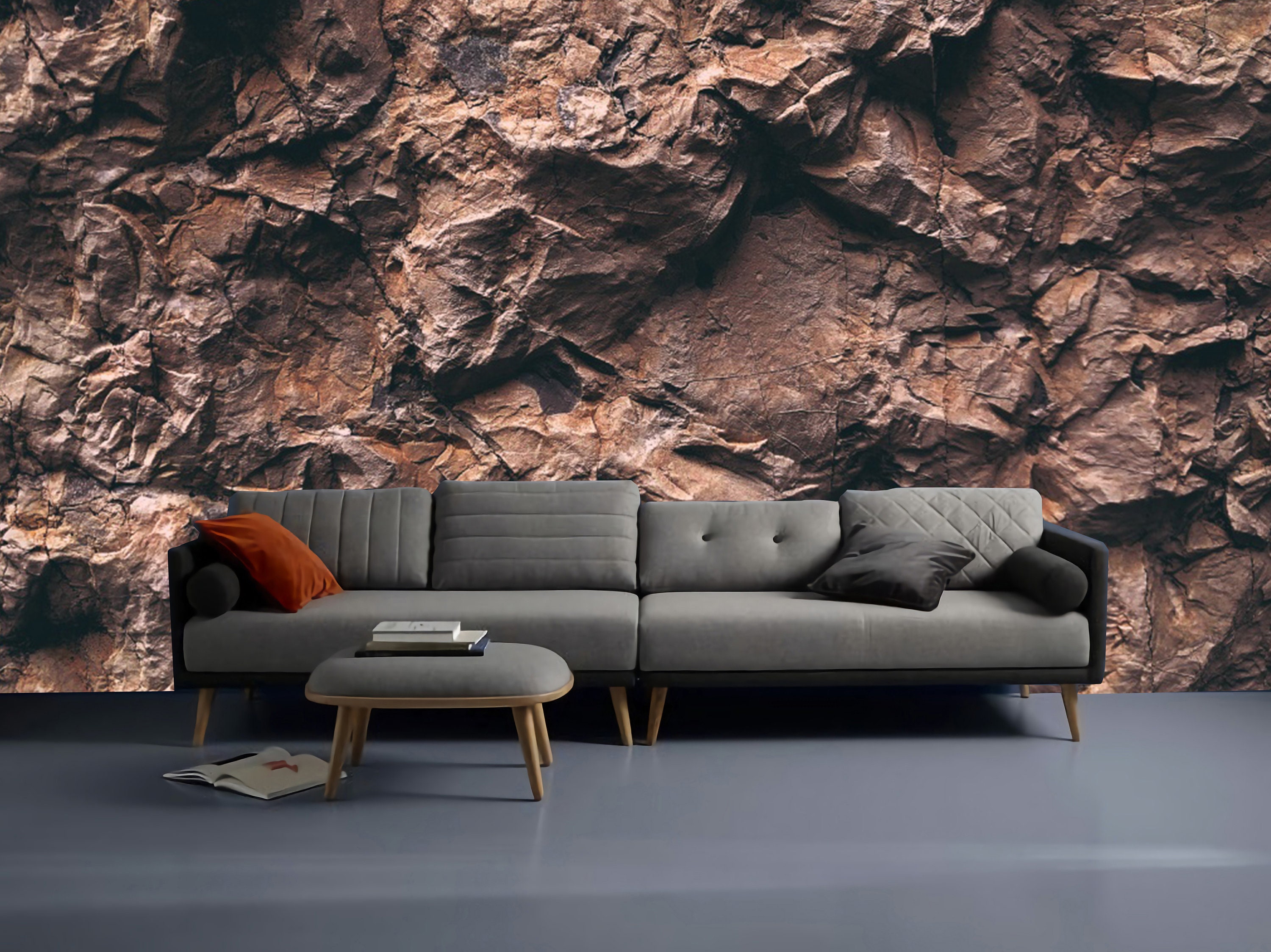 Color Versions of Cave Wall, Imitation Cave Wallpaper, Dark Rock Cave ...