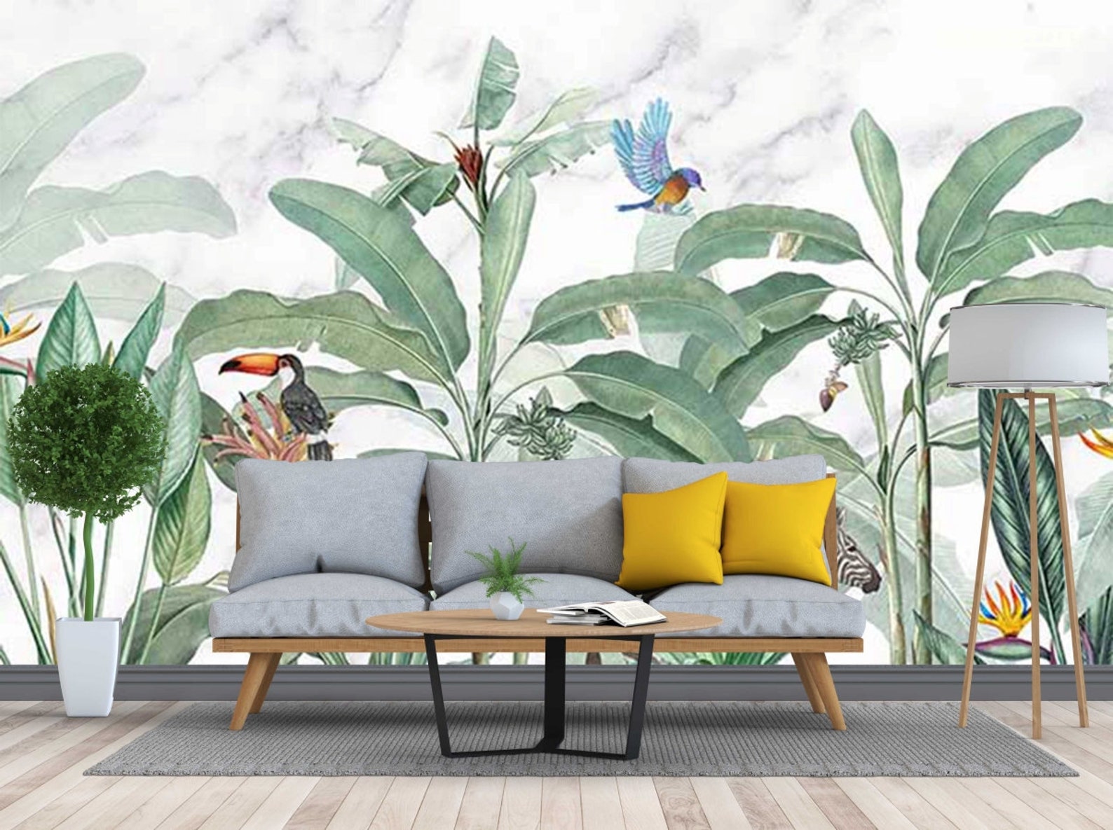 Tropical Mural, Tropical Wallpapers, Tropical Wall, Banana Leaf, Custom ...