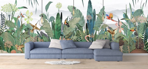 Tropical Mural Tropical Wallpapers Tropical Wall Custom - Etsy