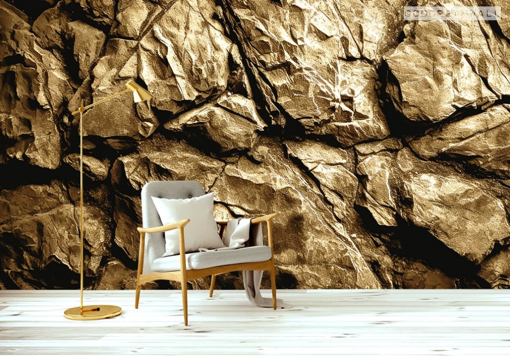 Yellow Rock Cliff Wall Background Custom Wallpaper - Etsy