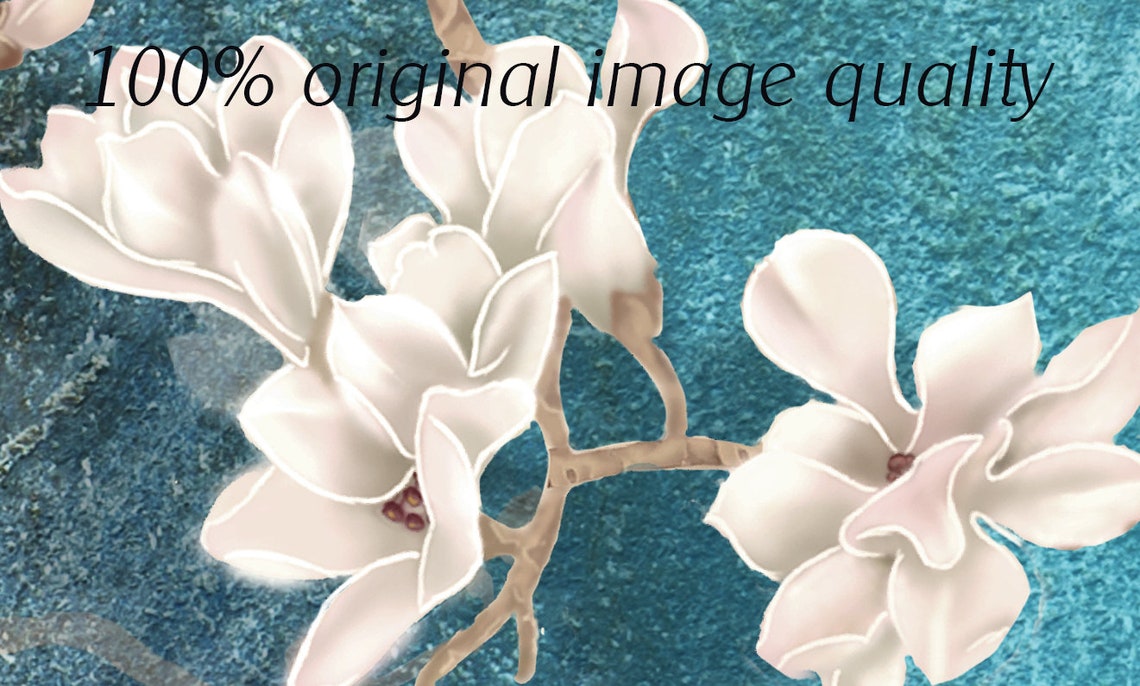 Dark Blue Magnolia Mural, Chinoiserie Style, Custom Wallpaper, Peel and ...