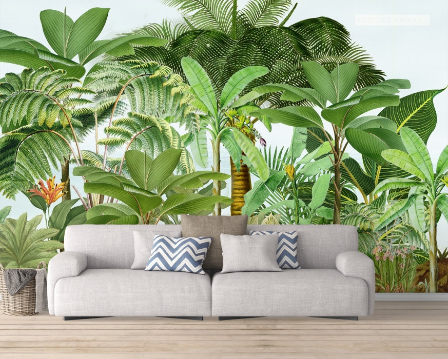Jungle Mural Tropical Wallpapers Tropical Wall Custom Wall - Etsy UK