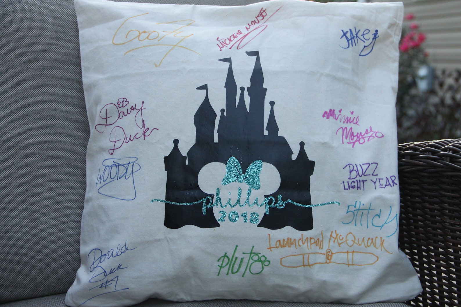 Personalized Disney Mickey / Minnie Character Autograph Pillow Cover ...