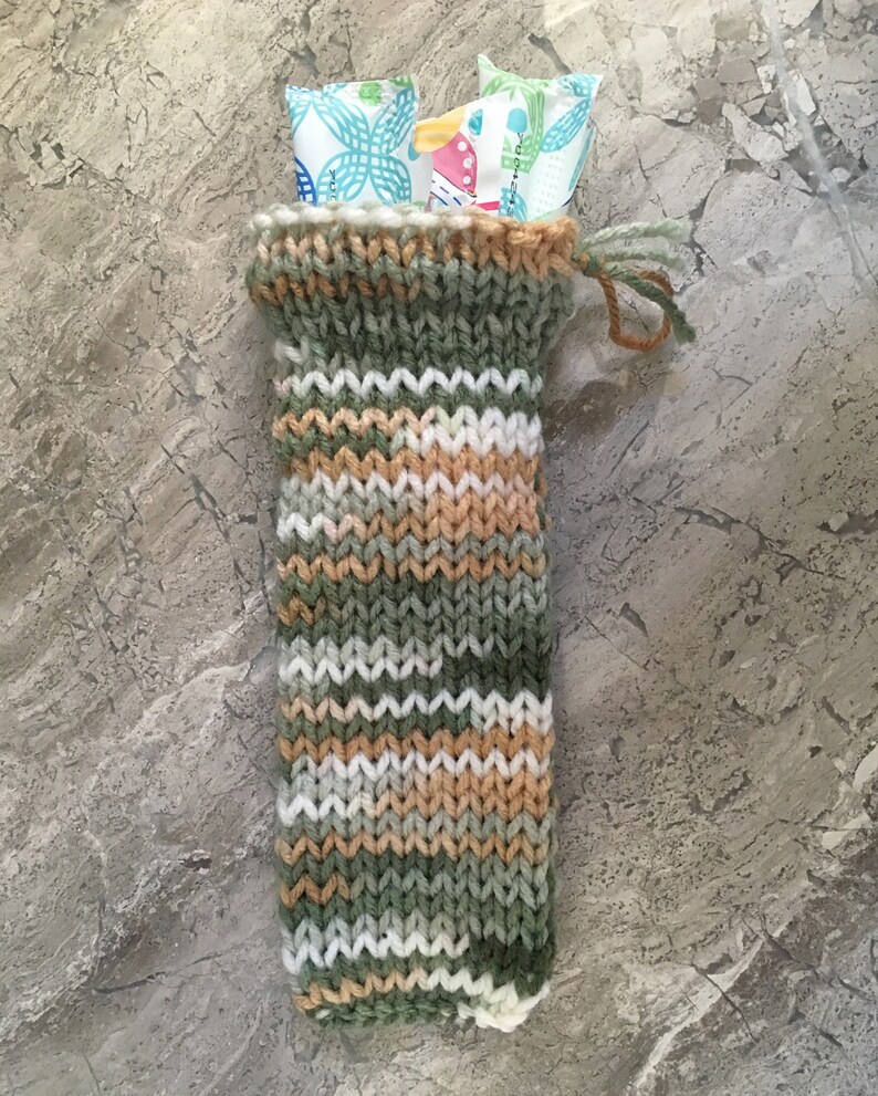 Tampon Pouch, Knit Drawstring Bag - Sage - Etsy