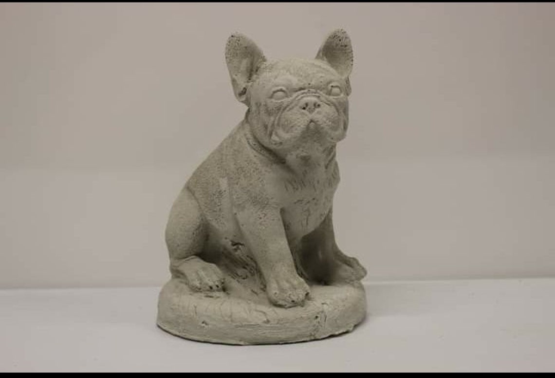 Frenchie Concrete Statue Sitting Up - Etsy