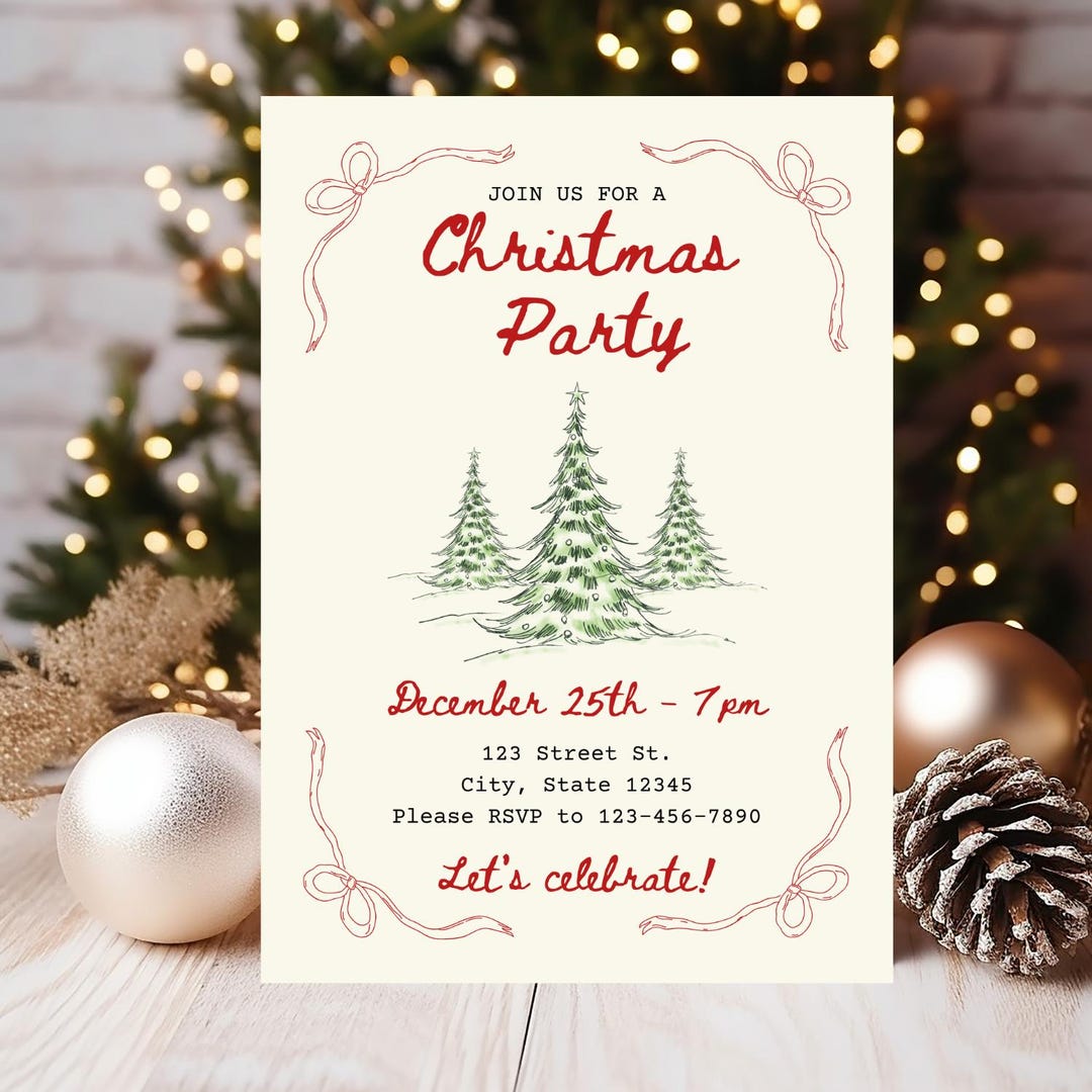 Editable Christmas Party Invitation Template | Editable Christmas Party ...