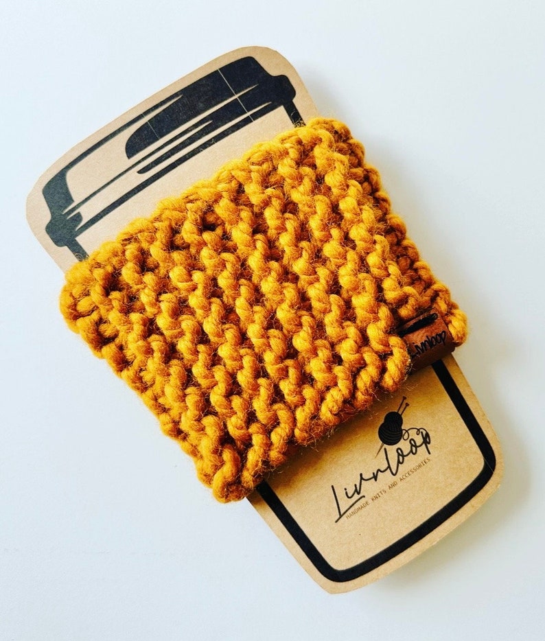 Handmade Knit Cup Sleeve Cozy | Reusable Coffee Cup Cozy | Cute Eco ...