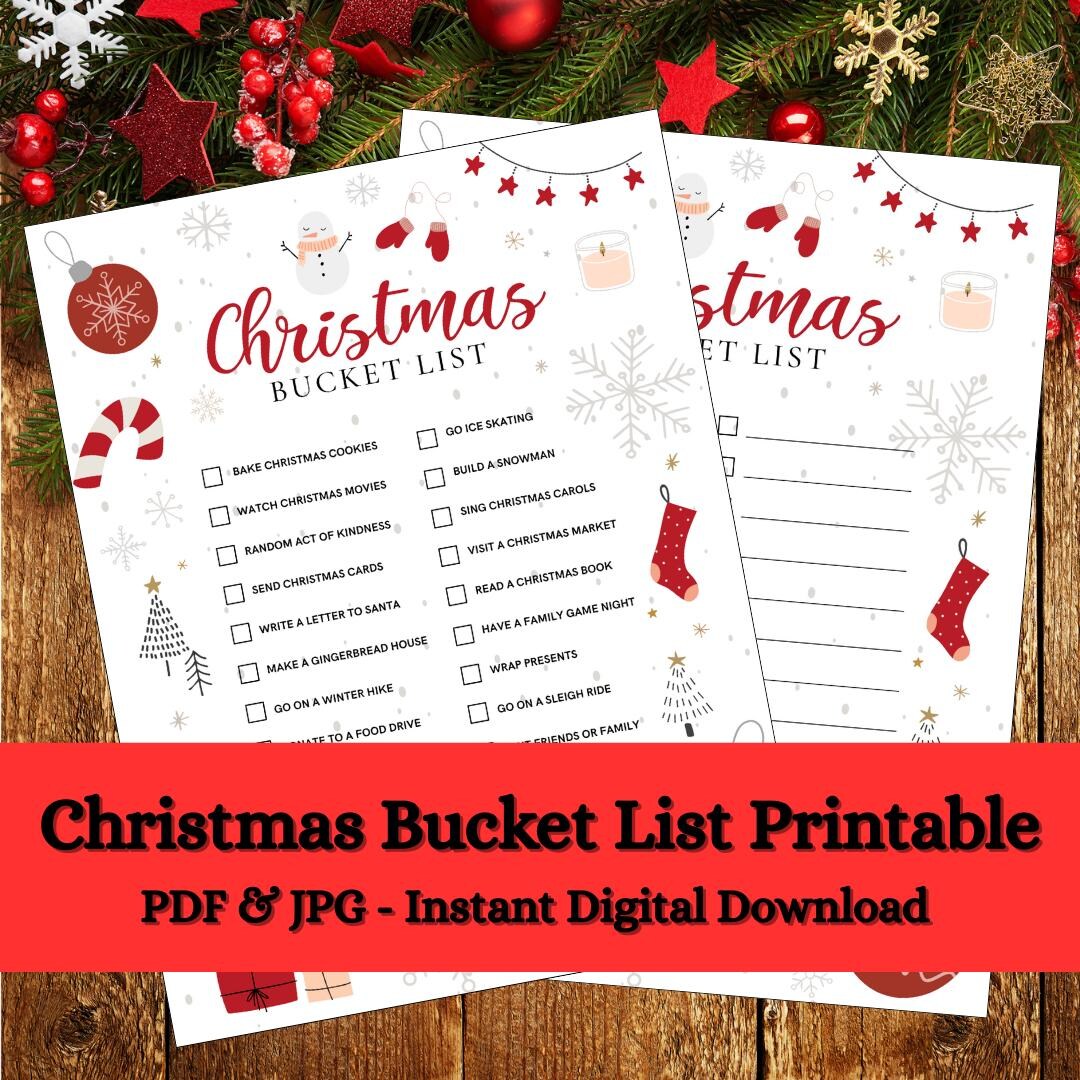 Christmas Bucket List Printable | Holiday Activities Checklist | Fun ...