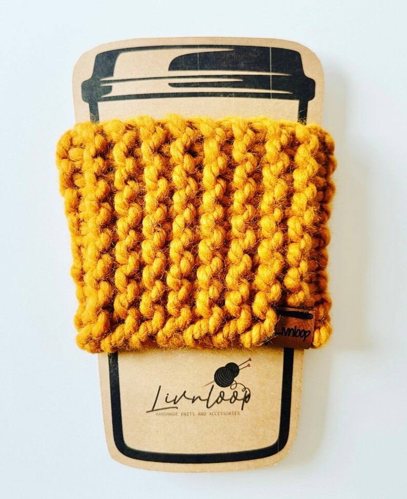 Handmade Knit Cup Sleeve Cozy | Reusable Coffee Cup Cozy | Cute Eco ...