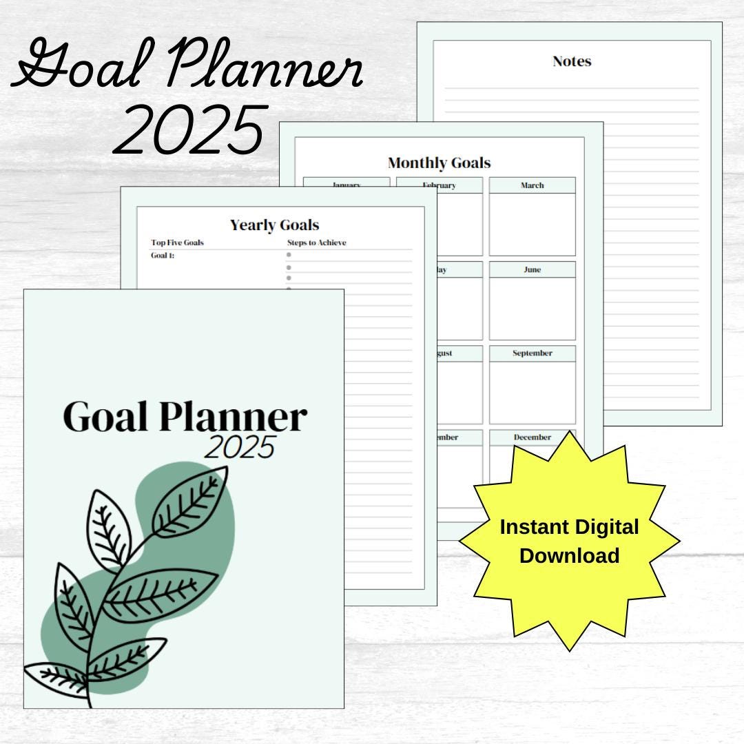 Printable Goal Planner 2025 // Goal Tracker // Yearly Goal Planner ...