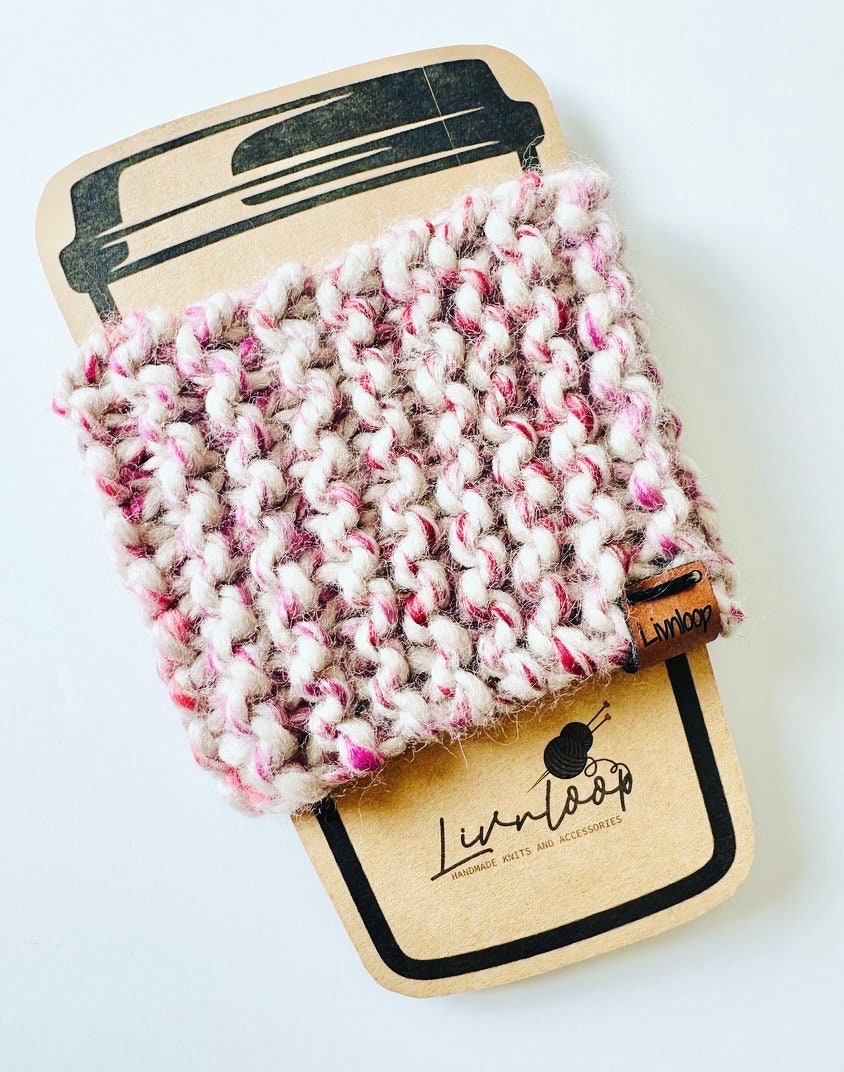 Handmade Knit Cup Sleeve Cozy | Reusable Coffee Cup Cozy | Cute Eco ...