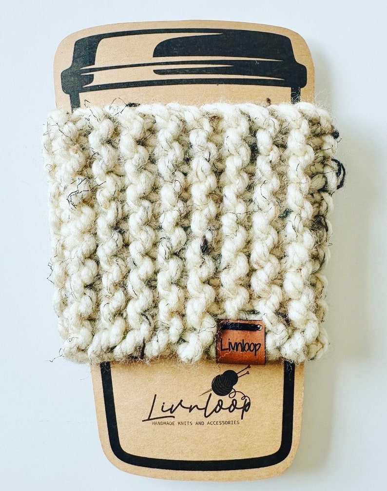 Handmade Knit Cup Sleeve Cozy | Reusable Coffee Cup Cozy | Cute Eco ...