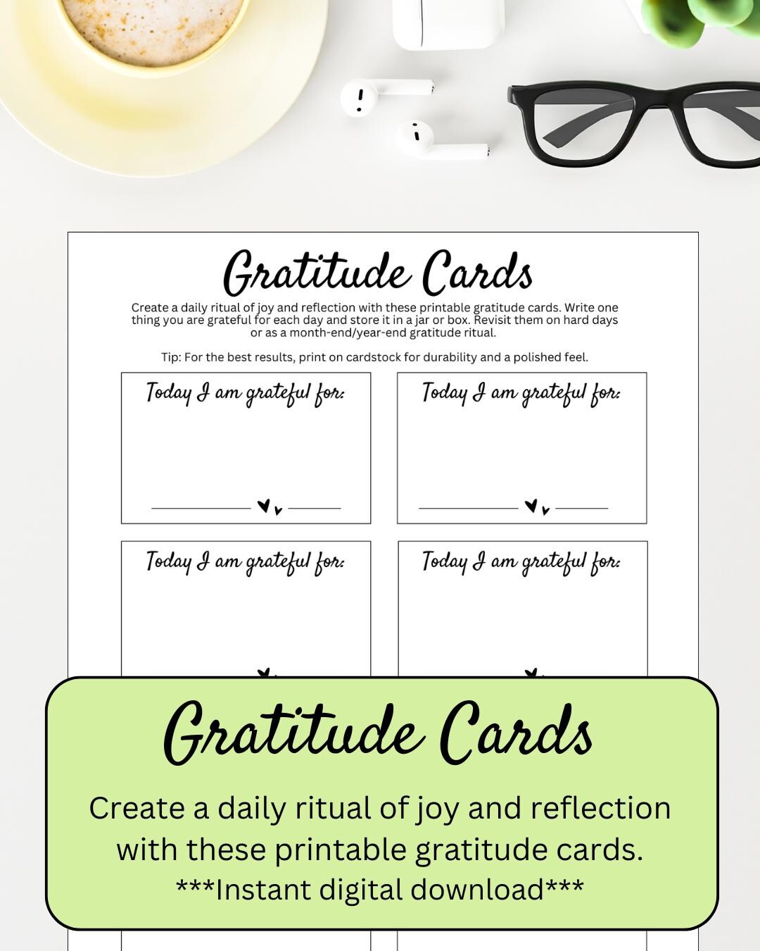 Printable Gratitude Cards // Daily Reflection Notes for Jar or Box ...