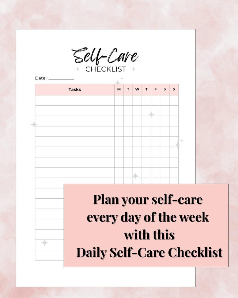 Self Care Checklist Bundle Printable | Self Care Gift | Self Care ...