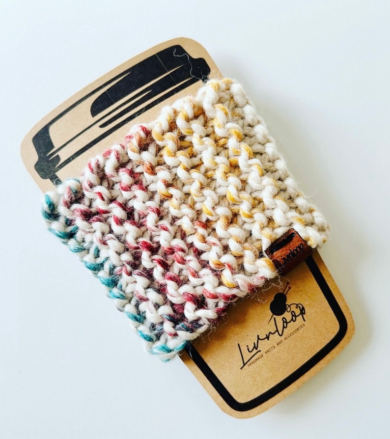 Handmade Knit Cup Sleeve Cozy | Reusable Coffee Cup Cozy | Cute Eco ...