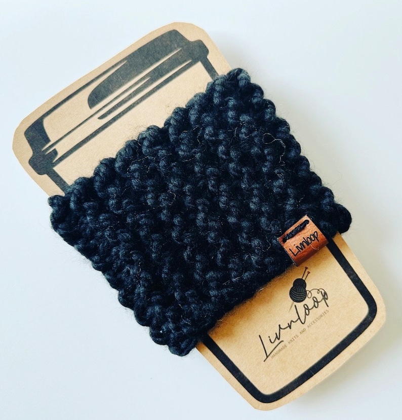 Handmade Knit Cup Sleeve Cozy | Reusable Coffee Cup Cozy | Cute Eco ...