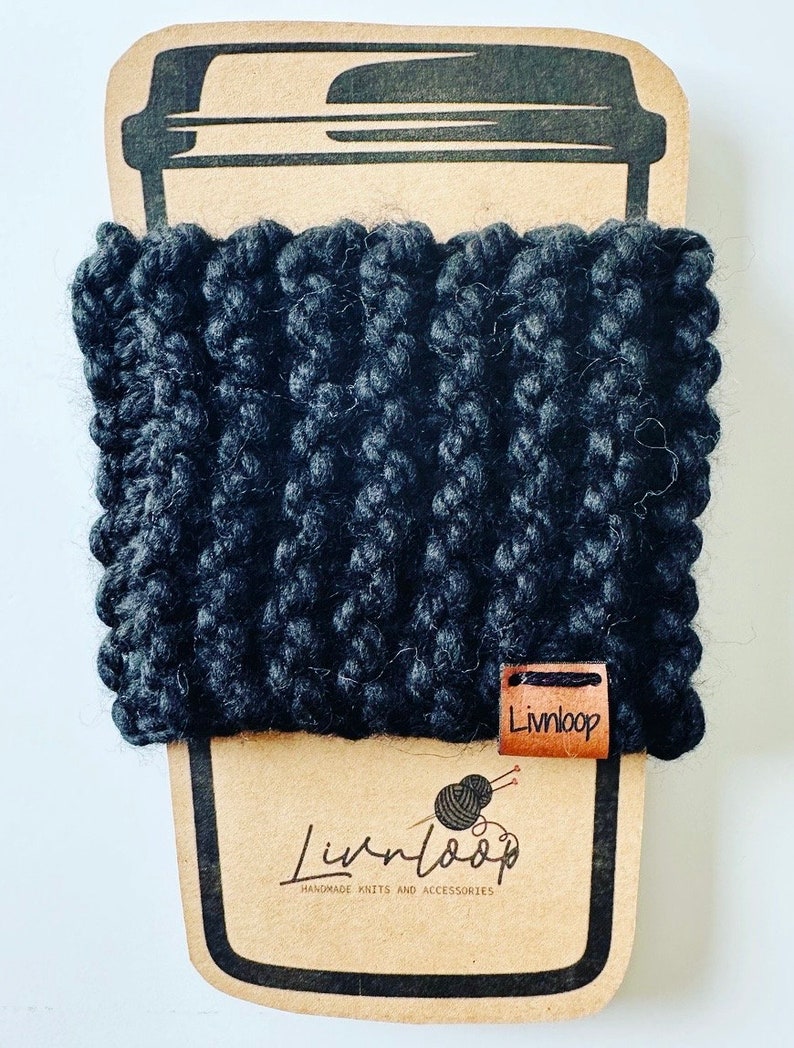 Handmade Knit Cup Sleeve Cozy | Reusable Coffee Cup Cozy | Cute Eco ...