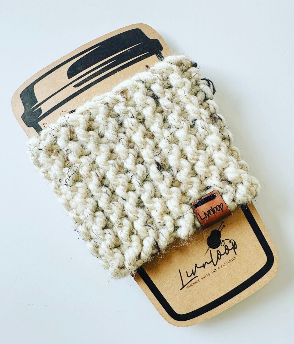Handmade Knit Cup Sleeve Cozy | Reusable Coffee Cup Cozy | Cute Eco ...