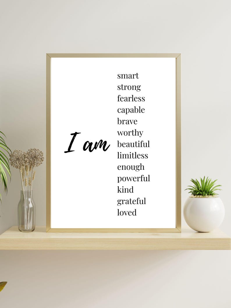 I Am Affirmations Wall Art | Digital Download Self Love Poster ...