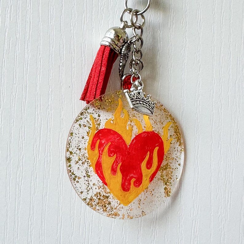 Fireheart Keychain: Throne of Glass Inspired Glitter Charm - Etsy