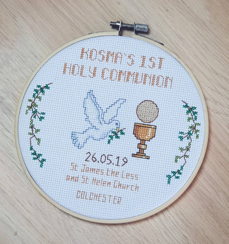 Custom Made Personalised First Holy Communion Cross Stitched Hoop Gift - Etsy