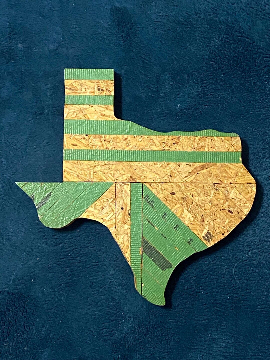 Rustic Texas State Wall Art – Reclaimed Wood & OSB With Green Accents ...