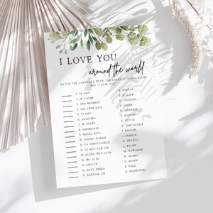 I Love You Around the World Bridal Shower Game | Greenery, I Love You ...