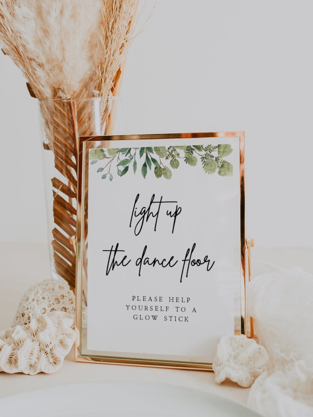 Light up the Dance Floor Sign | Greenery, Glow Stick Sign Template ...