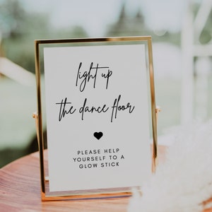 Wedding Glow Sticks Sign Luna, Minimalist Light up the Dance Floor Sign ...