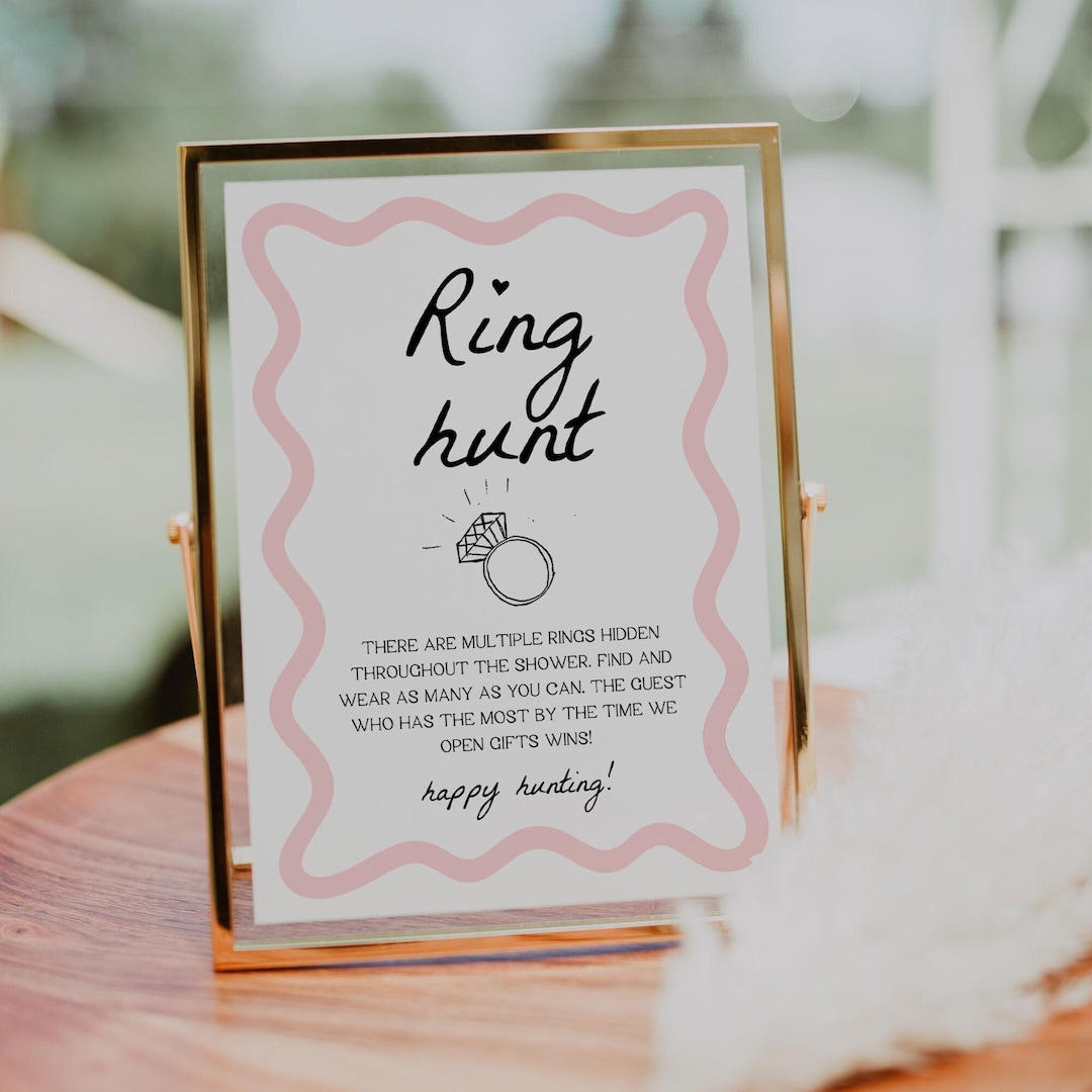 Ring Hunt Bridal Shower Game | Ring Hunt Sign, Printable Bridal Shower ...