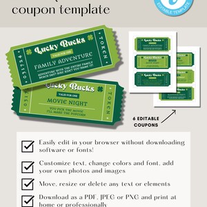 Lucky Bucks Customizable Coupons for St Patrick's Day | Printable ...