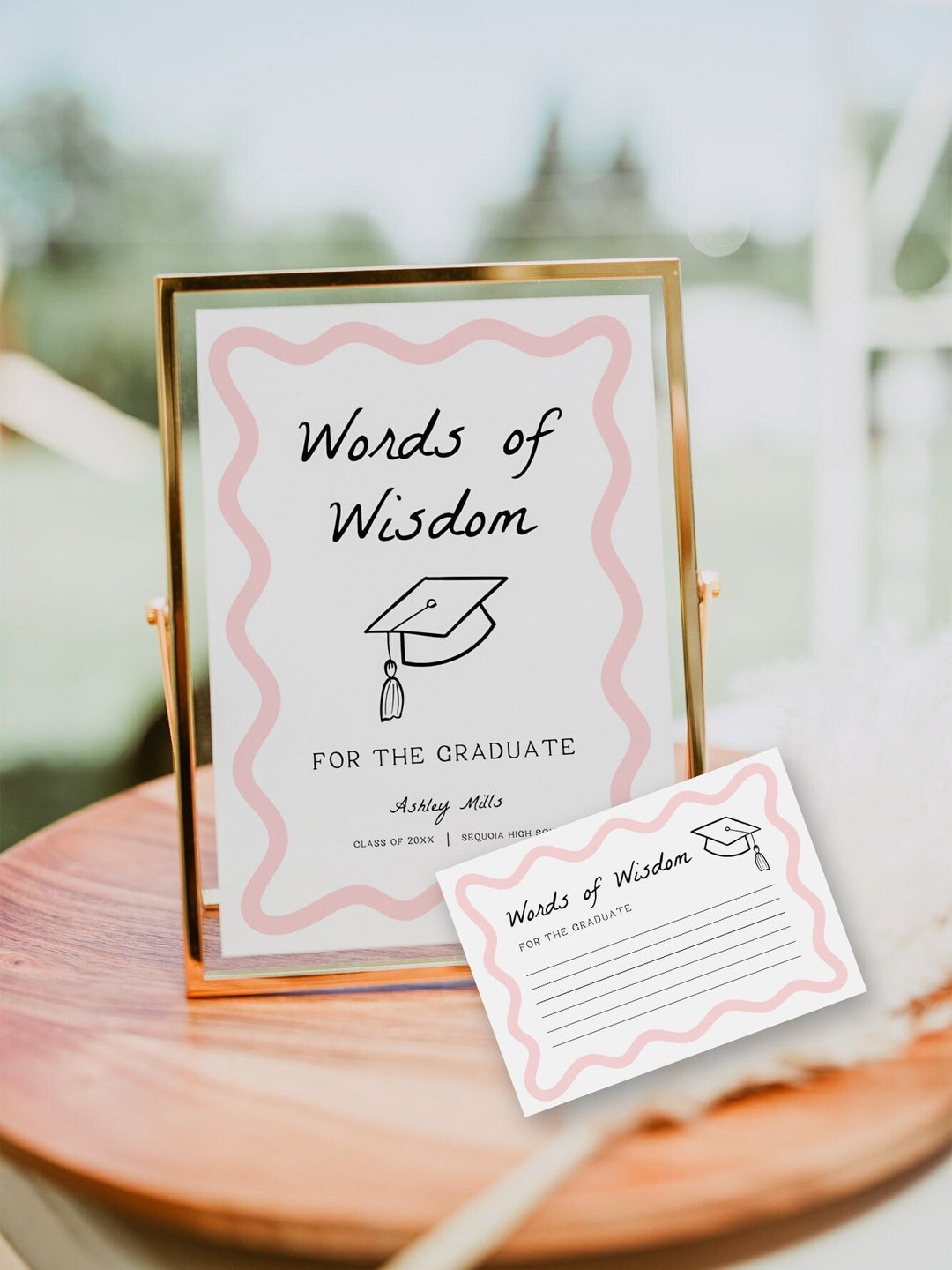 Graduation Words of Wisdom Sign and Card Template | Graduation Party ...