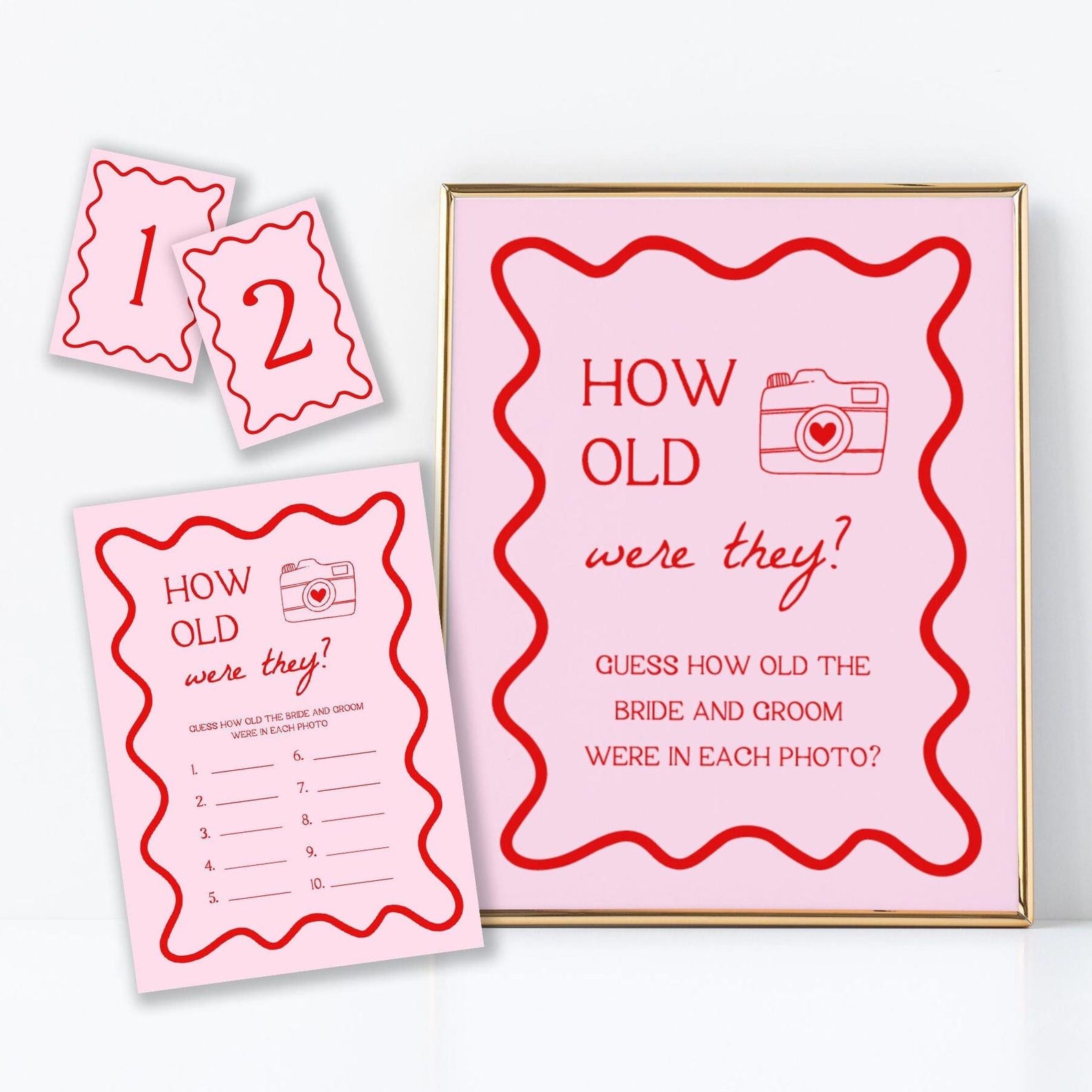 Pink and Red How Old Were They Bridal Shower Game | Printable Bridal ...