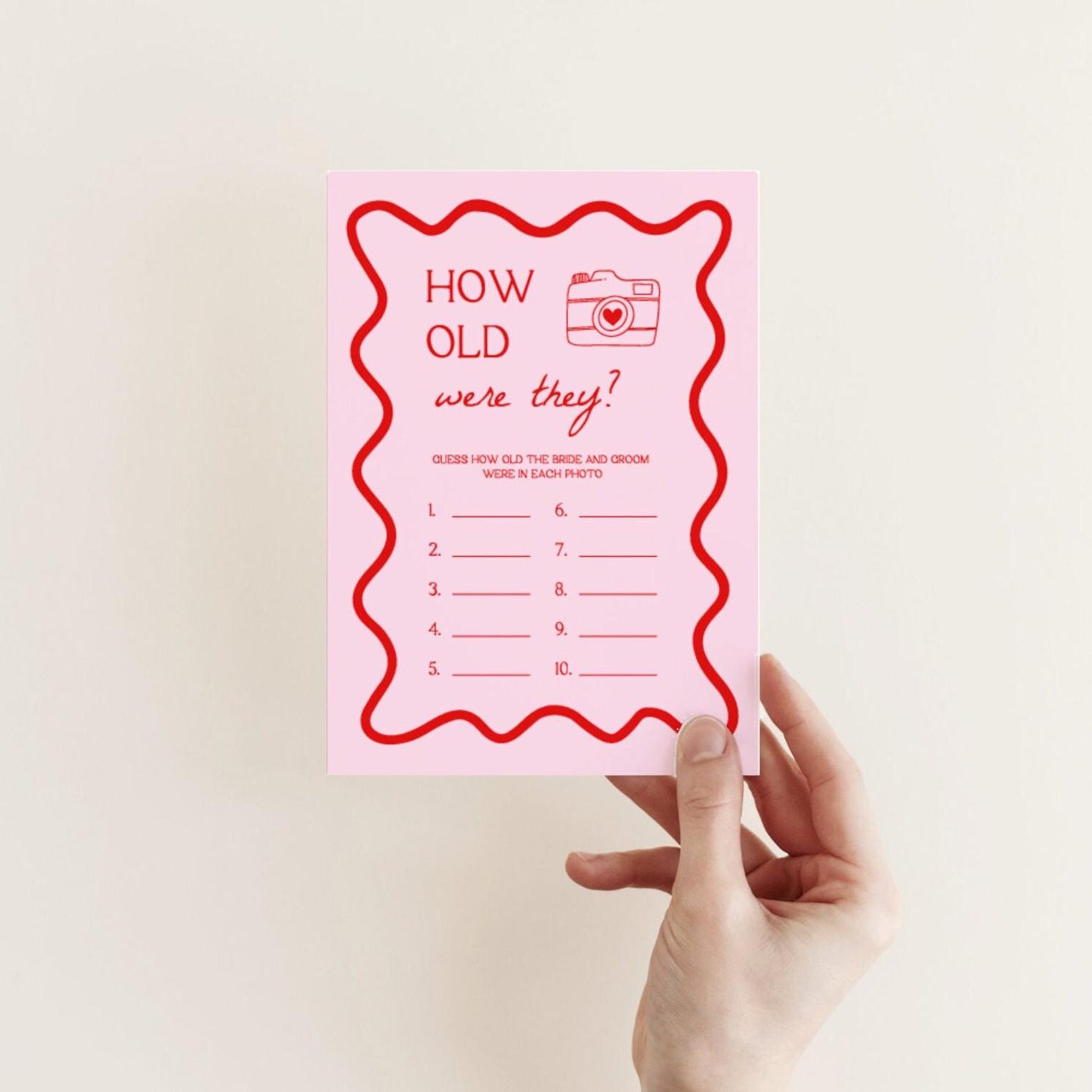 Pink and Red How Old Were They Bridal Shower Game | Printable Bridal ...