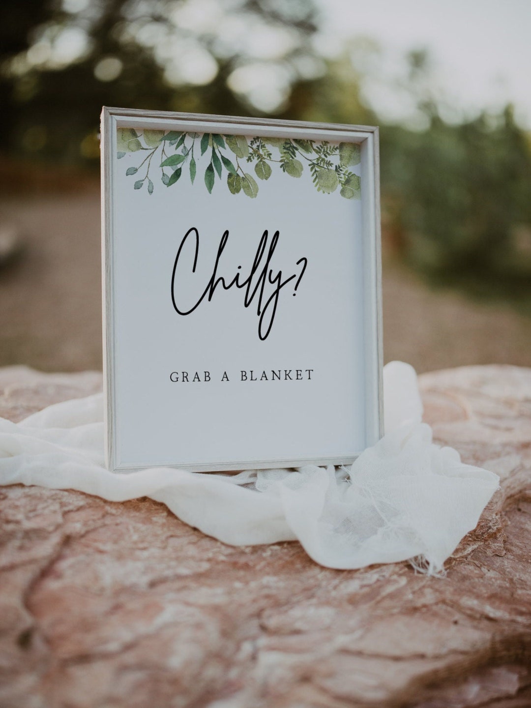 Blanket Sign | Greenery, Chilly? Sign, Blanket Sign for Wedding, Fire ...