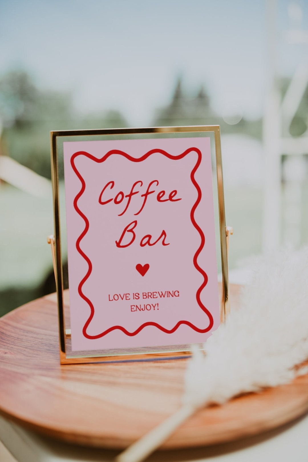 Coffee Bar Sign Printable | Pink and Red Wedding Signs, Bridal Shower ...