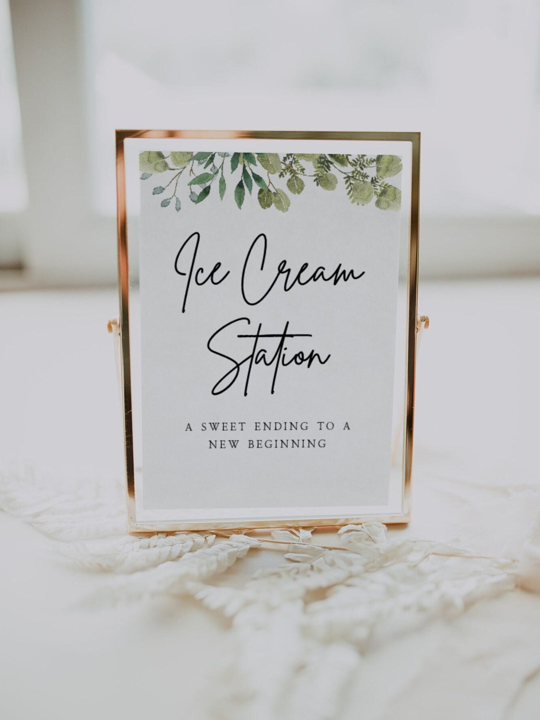 Ice Cream Station Sign | Greenery, Wedding Ice Cream Sign, Dessert Bar ...