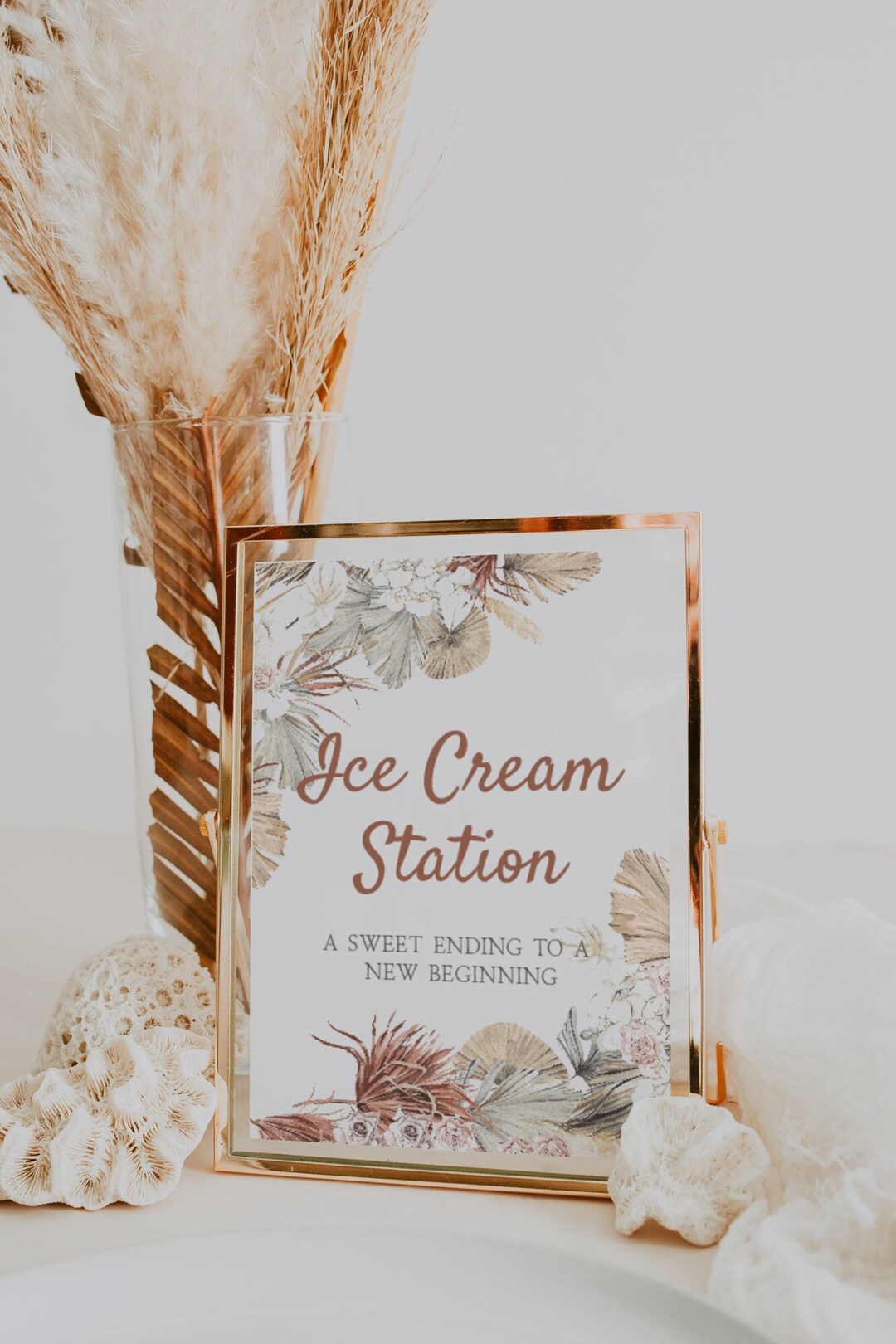 Boho Ice Cream Station Sign | LANA, Printable Wedding Sign, Dessert ...