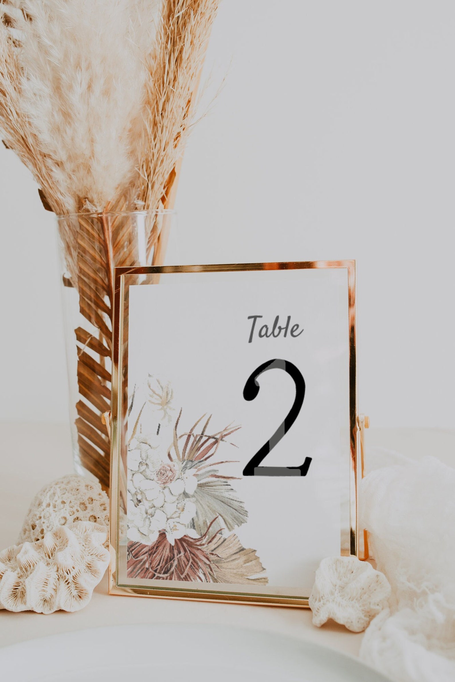Boho Wedding Table Number Template | LANA, Pampas Wedding Table Numbers ...