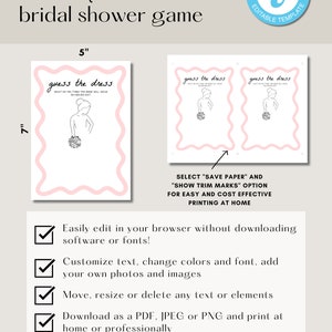 Guess the Dress Bridal Shower Game | Editable Bridal Shower Game ...