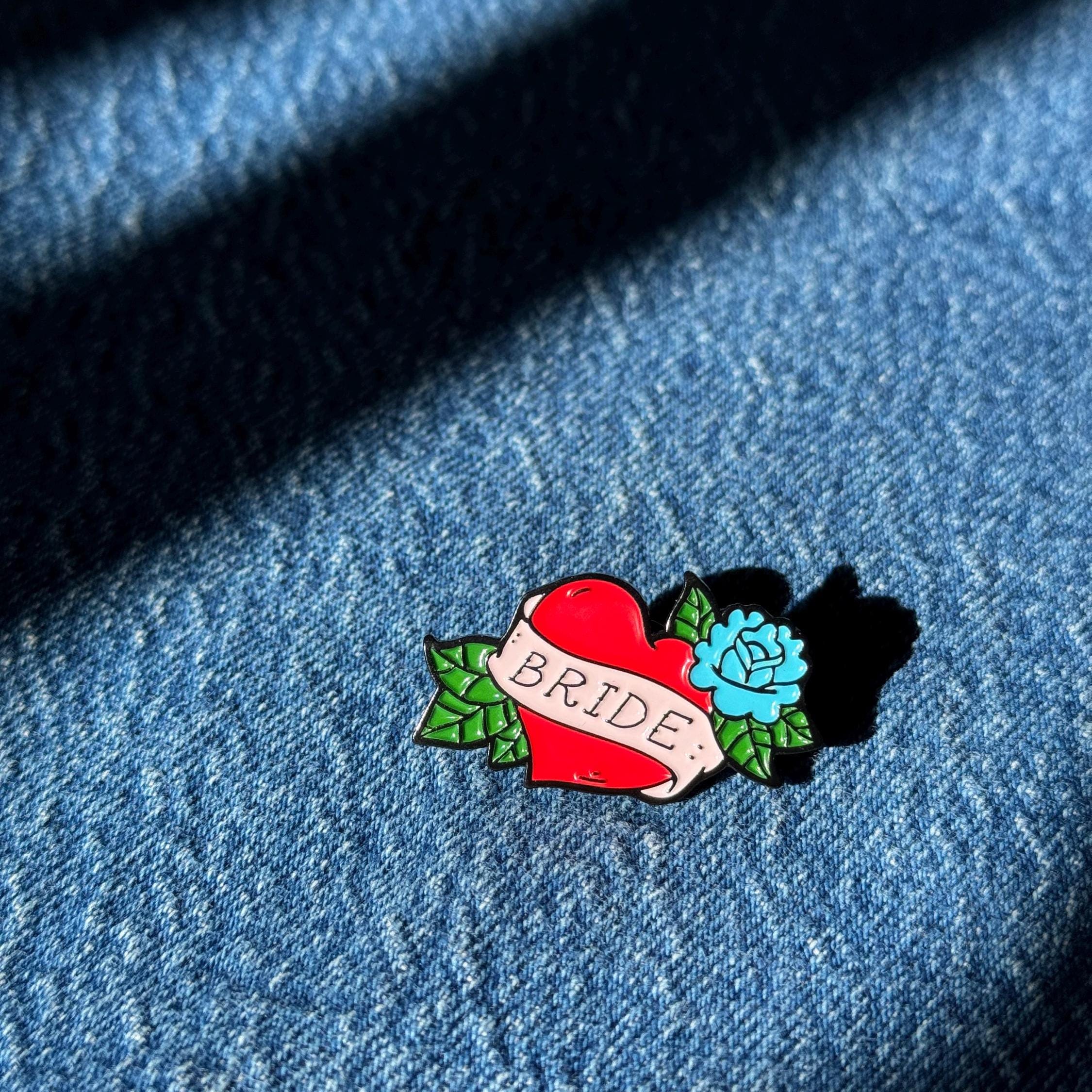 Bride Enamel Pin | Bachelorette Pins, Bridesmaid Pin, Vintage Tattoo ...