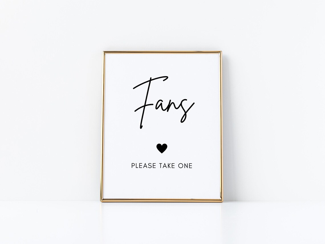 Minimalist Fans Sign for Wedding Luna Wedding Fans Favors - Etsy