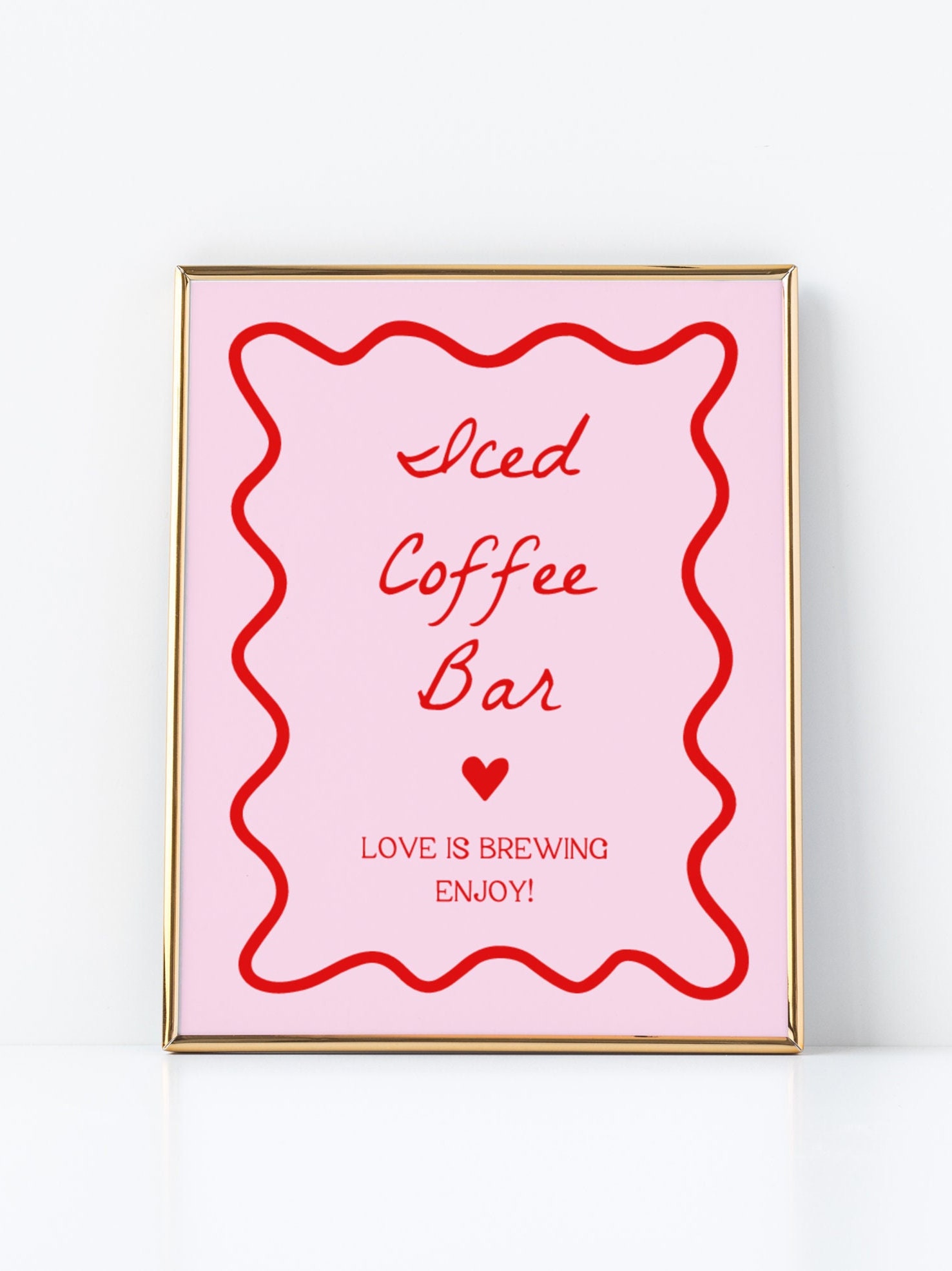 Iced Coffee Bar Sign Printable Pink and Red Wedding Signs - Etsy