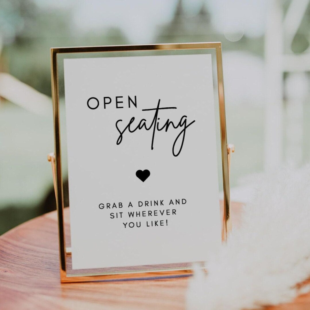 Open Seating Sign Template | Luna, Minimalist Wedding Open Seating Sign ...
