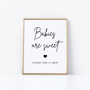 Babies Are Sweet Printable Sign Luna, Baby Shower Favor Sign, Dessert ...