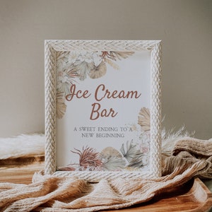 Boho Ice Cream Bar Sign LANA, Printable Ice Cream Sign, Dessert Table ...