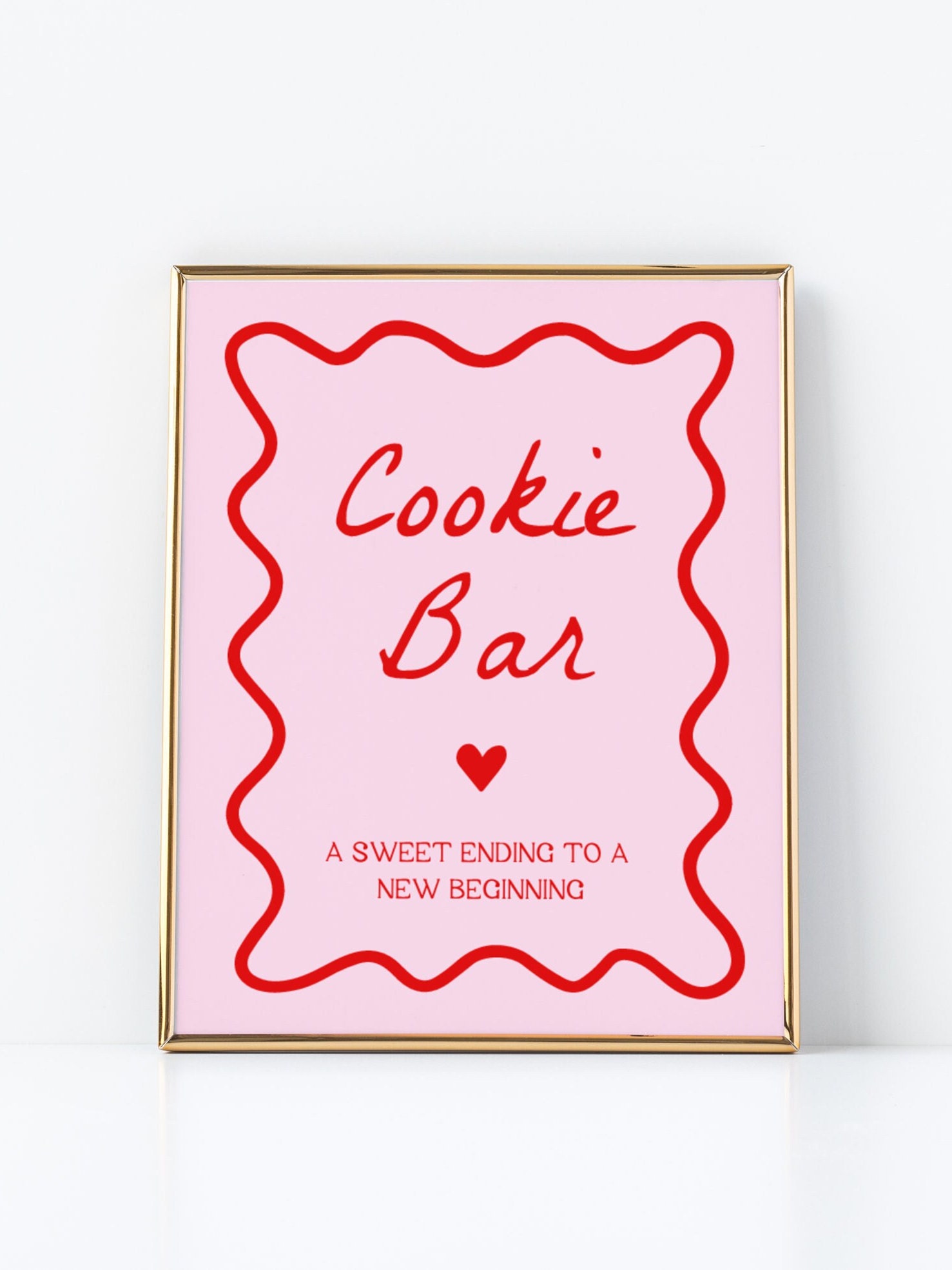 Cookie Bar Sign Printable Pink and Red Wedding Sign Dessert - Etsy