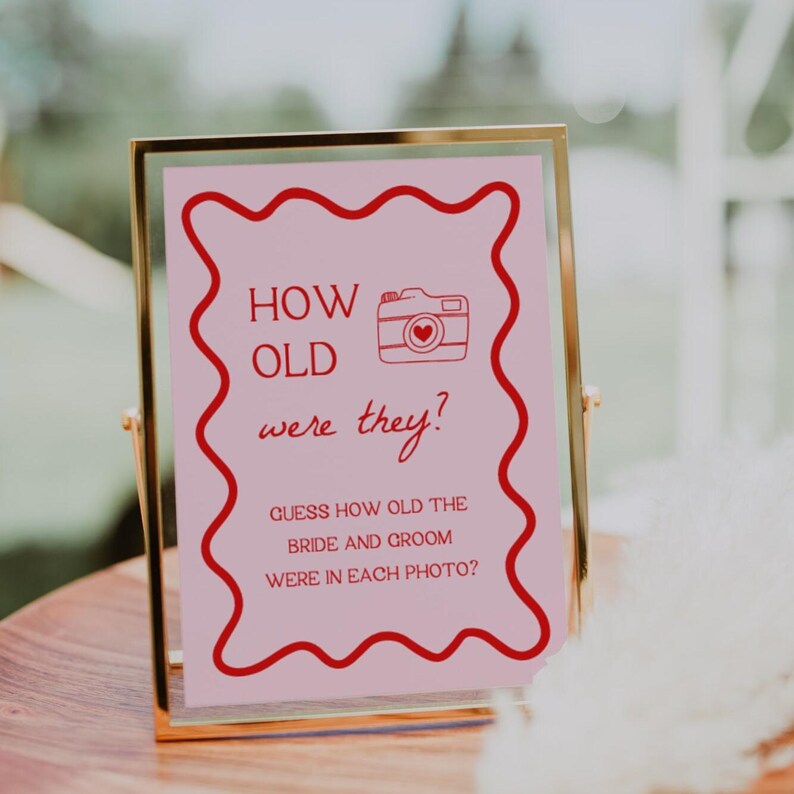 Pink and Red How Old Were They Bridal Shower Game | Printable Bridal ...