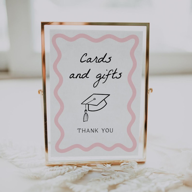 Cards and Gifts Graduation Party Sign | Graduation Sign Template, Gift ...
